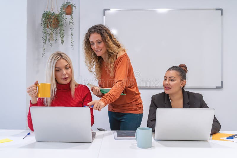 Creative Team Collaborating in Modern Office Stock Photo - Image of ...