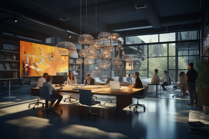 Creative Team Collaborating on a Project in a Stock Illustration ...