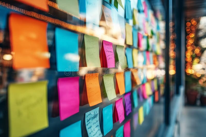 Creative Team Collaboration in a Bright Office with Colorful Sticky ...