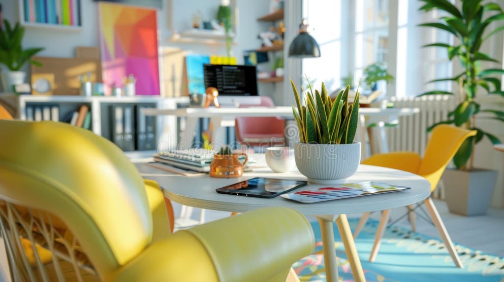 Creative Team Collaboration in Bright Office Setting with Plants and ...