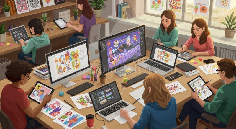 Creative Team Collaboration in Design Studio a Team of Diverse ...