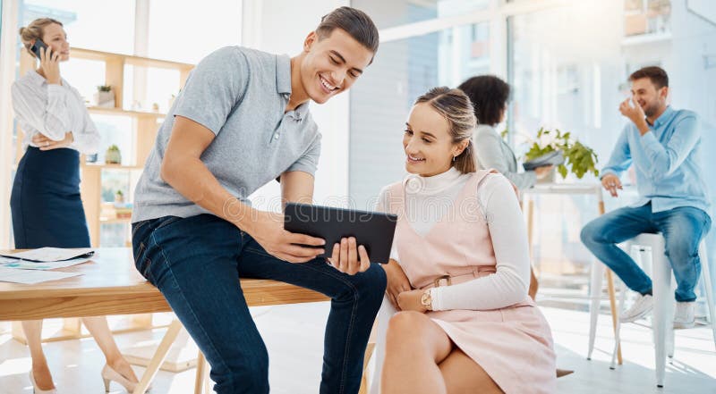 Creative, Team Collaboration with Designer Partner Working on a Tablet ...