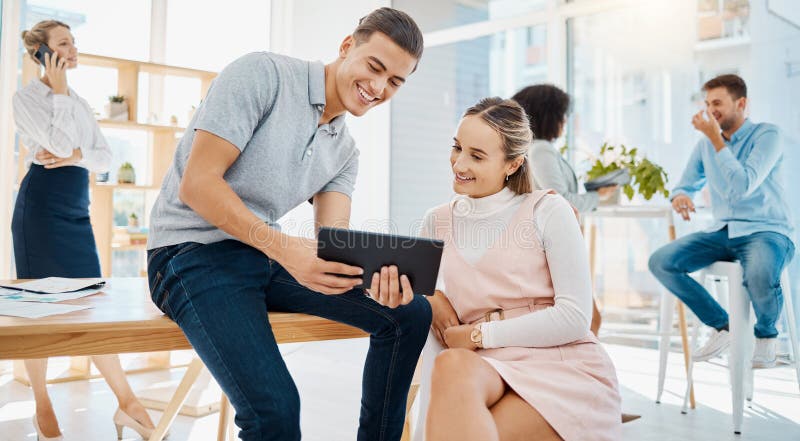 Creative, Team Collaboration with Designer Partner Working on a Tablet ...