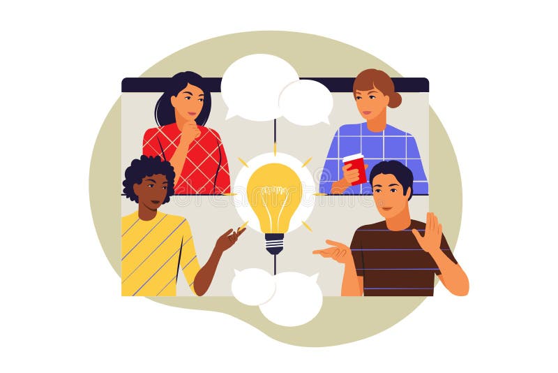 Creative Team Concept. Colleagues Talking on Chat. Vector Illustration ...