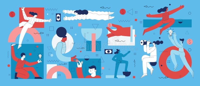 Creative Team Creating New, Building Abstract Structure, Working Under ...