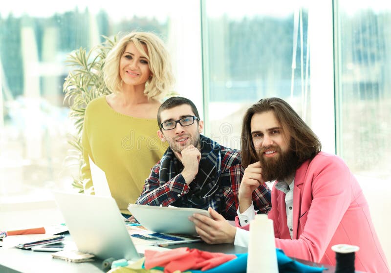 Creative Team of Designers in the Workplace in the Studio Stock Image ...