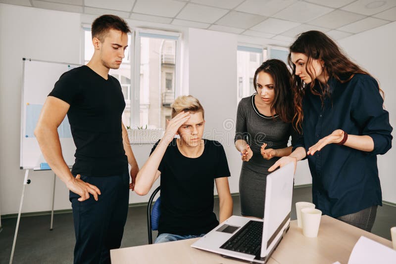 Creative Team Discuss Ways To Solve Work Problems Stock Photo - Image ...