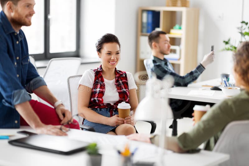 Creative Team Drinking Coffee at Office Stock Photo - Image of office ...