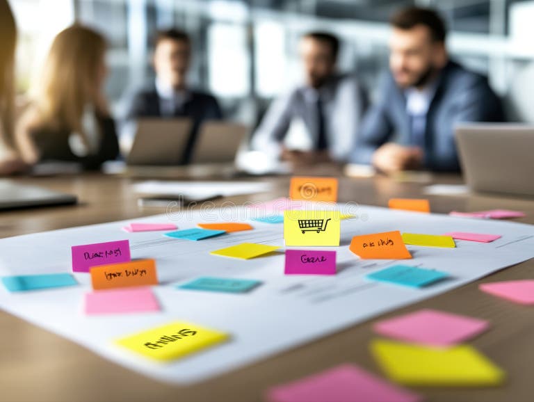 Creative Team Engaged in Collaborative Brainstorming Over E-commerce ...