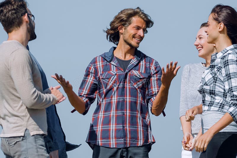 Creative Team of Friends Talking Outdoors Stock Image - Image of smart ...