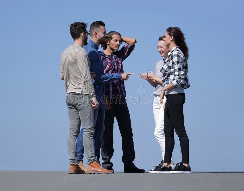 Creative Team of Friends Talking Outdoors Stock Image - Image of casual ...