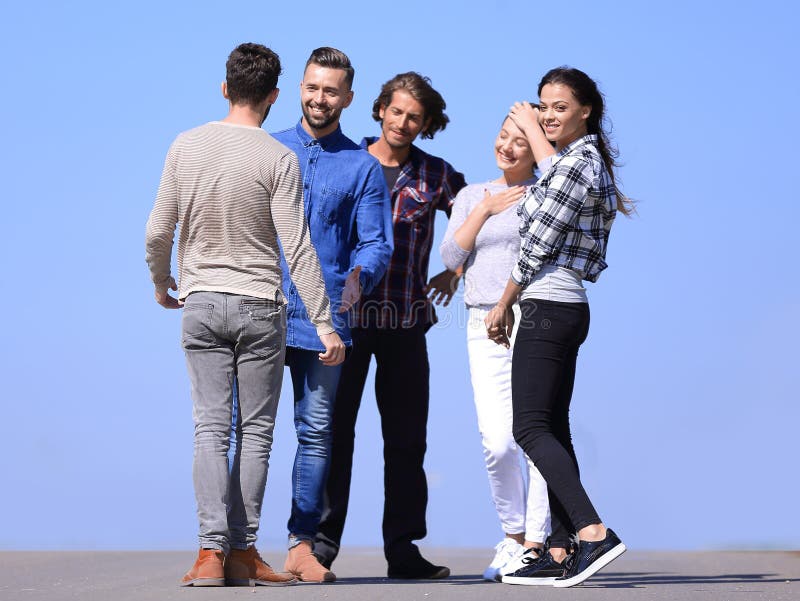 Creative Team of Friends Talking Outdoors Stock Image - Image of ...