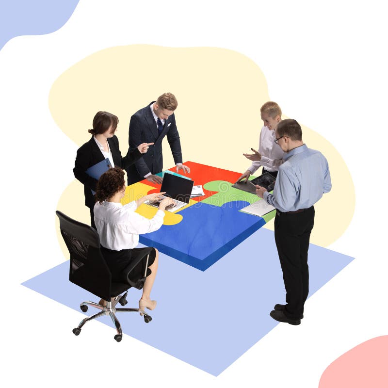 Creative Team. Group of People, Employees Having Meeting, Discussing ...