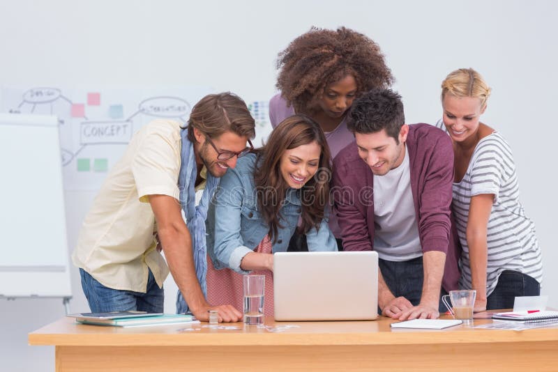 Creative Team Looking at Laptop Stock Photo - Image of concept ...