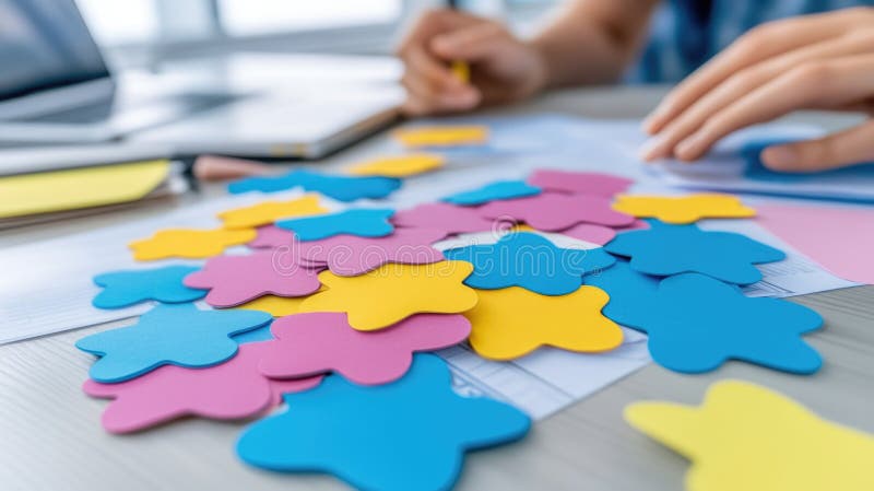 Creative Team Planning with Colorful Sticky Notes in Office Environment ...