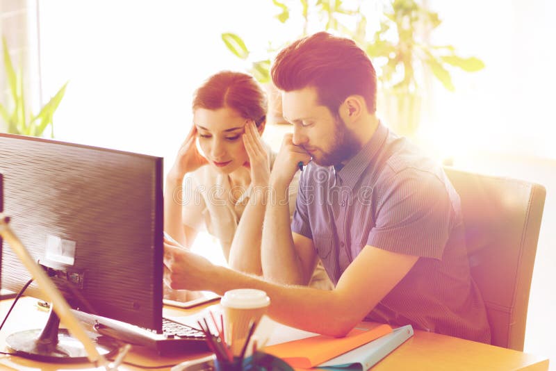 Creative Team with Reading Paper in Office Stock Image - Image of ...