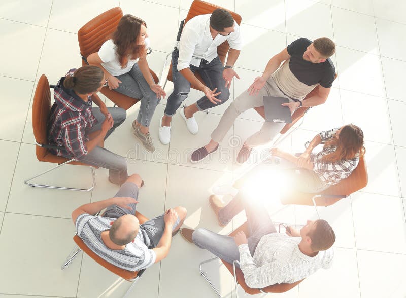 Creative Team Sitting in Class for Team Building Stock Image - Image of ...