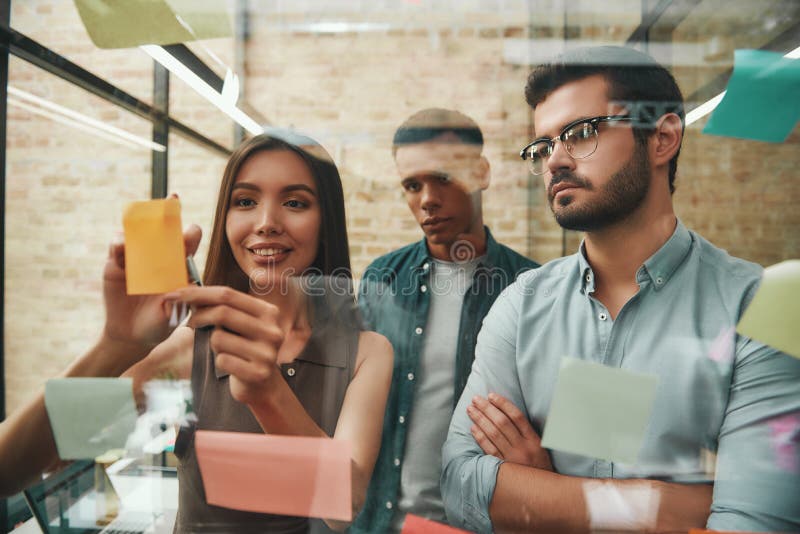 Creative Team. Smart Male and Female Colleagues Planning Working ...