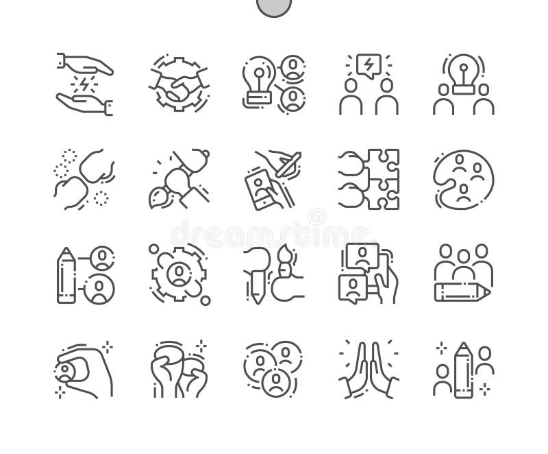 Creative Team Well-crafted Pixel Perfect Vector Thin Line Icons 30 2x ...