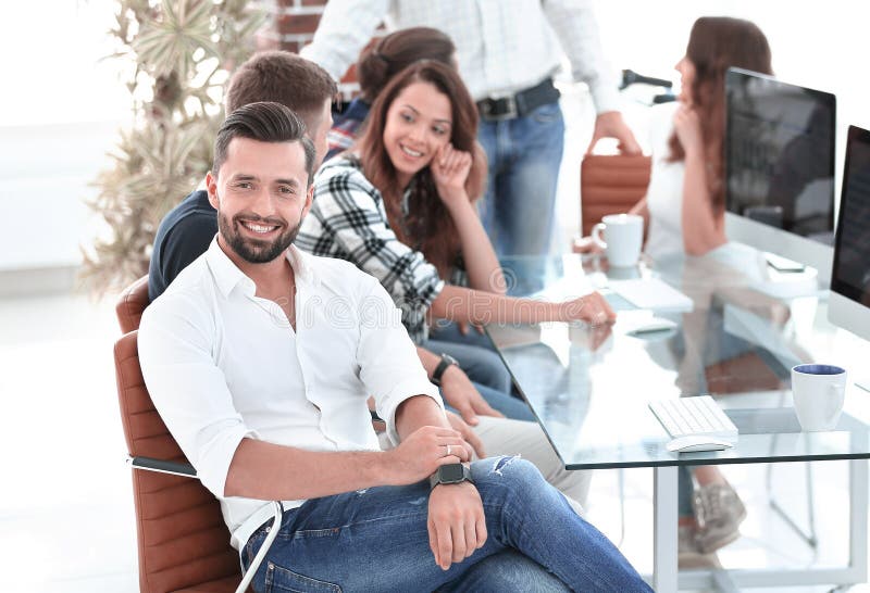 Creative Team Working in a Modern Office. Stock Image - Image of ...