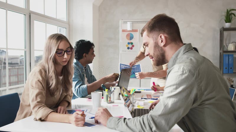 Creative Team Working at Office. Team Making Presentation. Office Team ...
