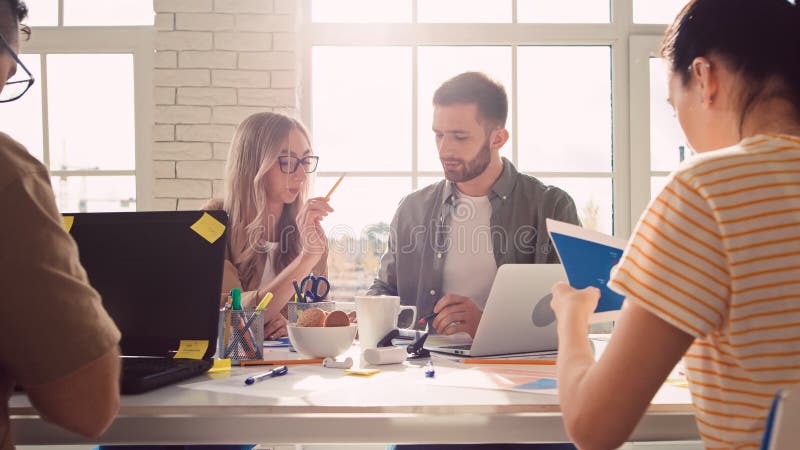 Creative Team Working at Office. Team Making Presentation. Team Work at ...