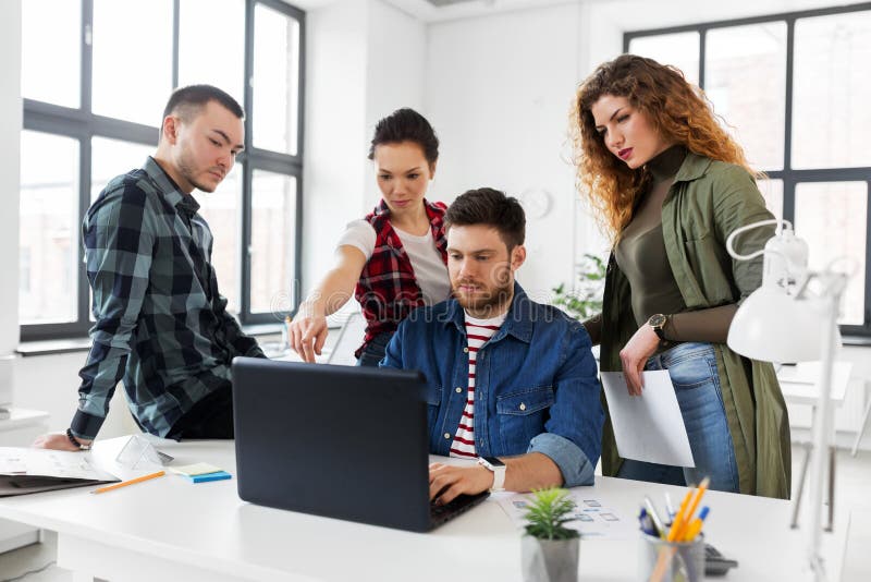 Creative Team Working on User Interface at Office Stock Photo - Image ...