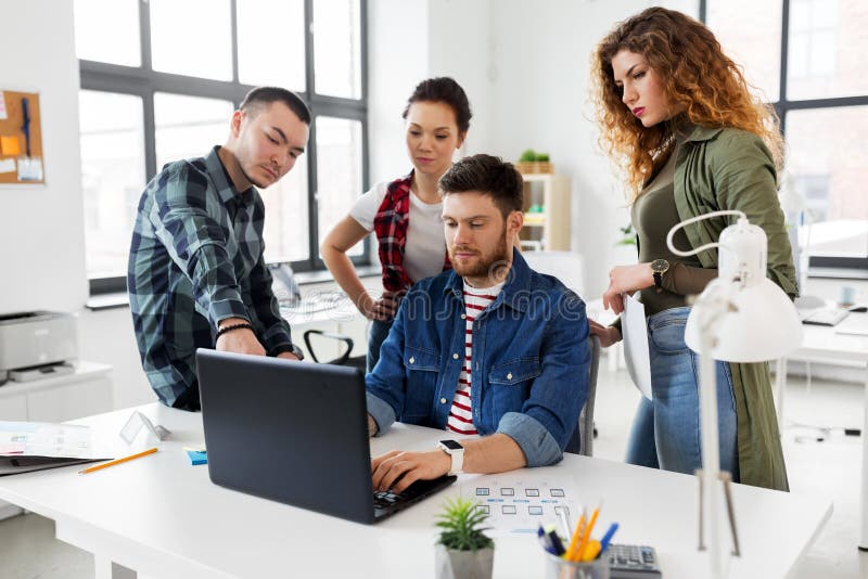 Creative Team Working on User Interface at Office Stock Photo - Image ...