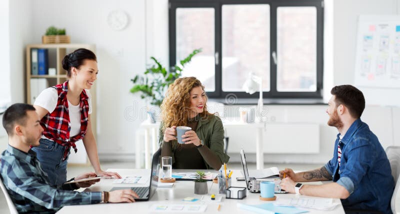 Creative Team Working on User Interface at Office Stock Photo - Image ...