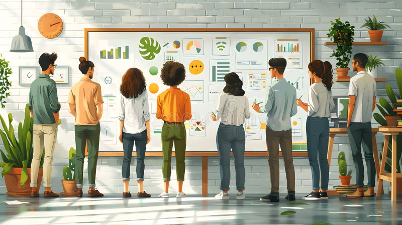 Creative Teamwork - Group Brainstorming Session on Flip Chart Stock ...