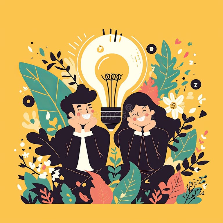 Creative Teamwork with a Light Bulb Concept Surrounded by Vibrant ...