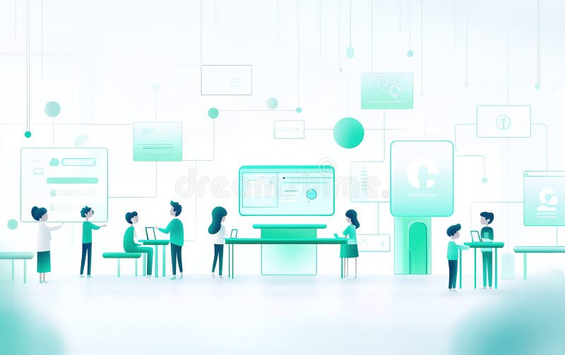 Creative Teamwork in a Modern Digital Workspace, Showcasing ...