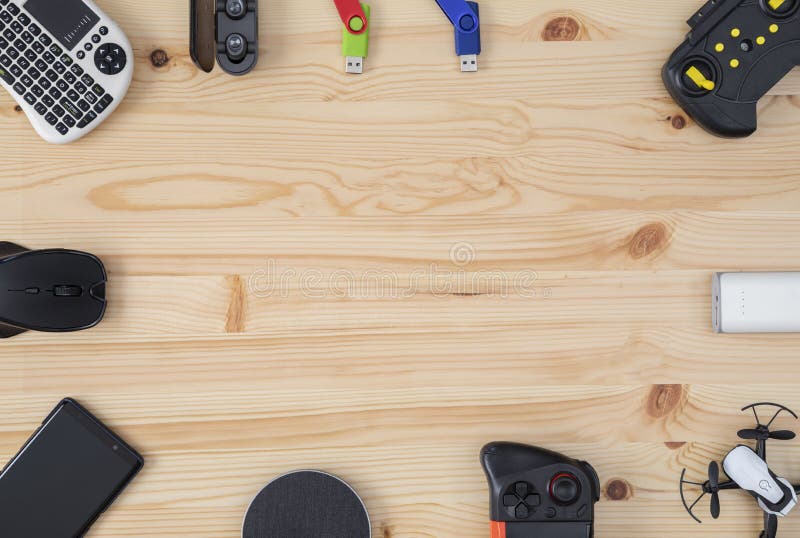 Creative Tech Gadgets on Desk Stock Photo - Image of headphones ...