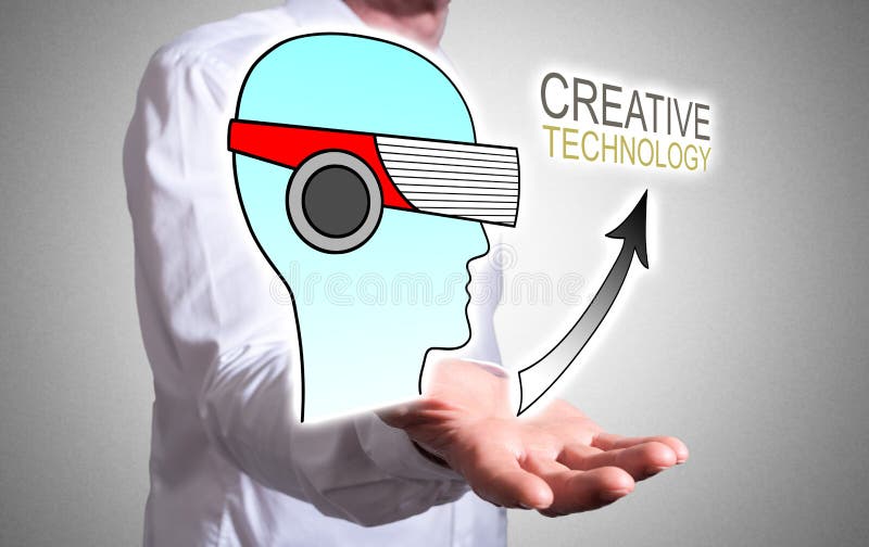 Creative Technology Concept Above a Human Hand Stock Photo - Image of ...