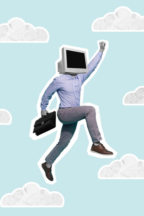 Creative Template Collage of Employee Manager with Computer Retro ...