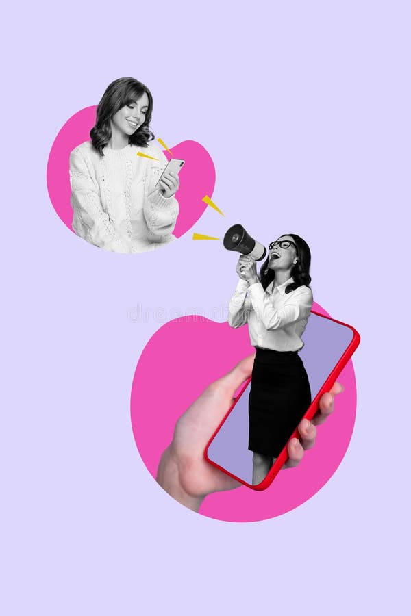 Creative Template Collage Image of Two People Web User Read ...