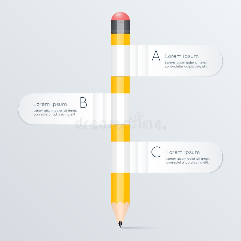 Creative Template with Pencil Banner Flow Chart, Can Be Used for Stock ...