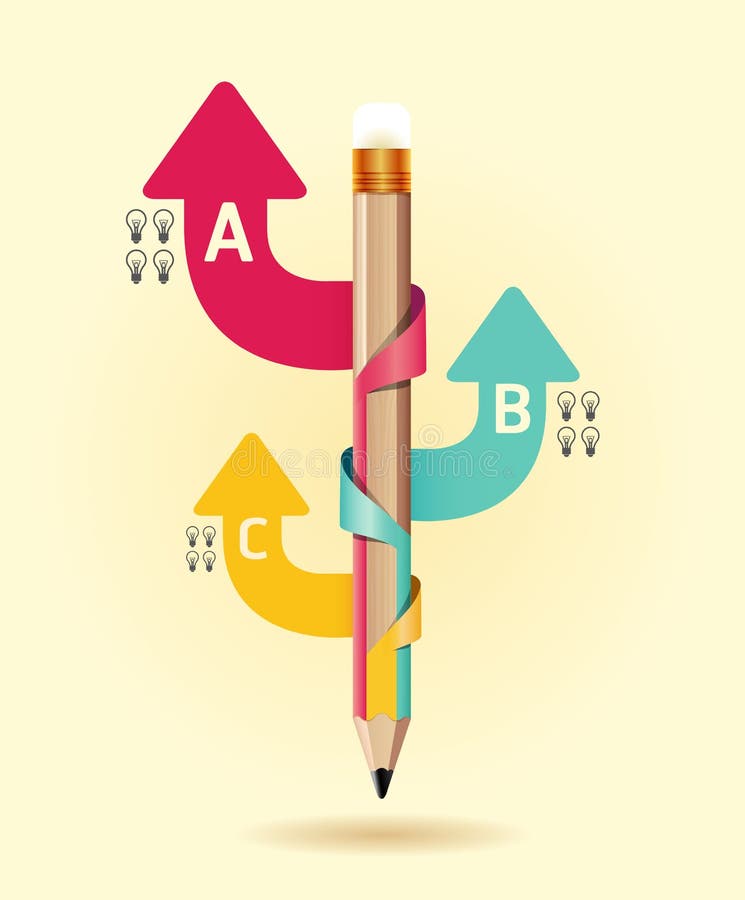 Creative Template with Pencil Ribbon Banner Stock Vector - Illustration ...