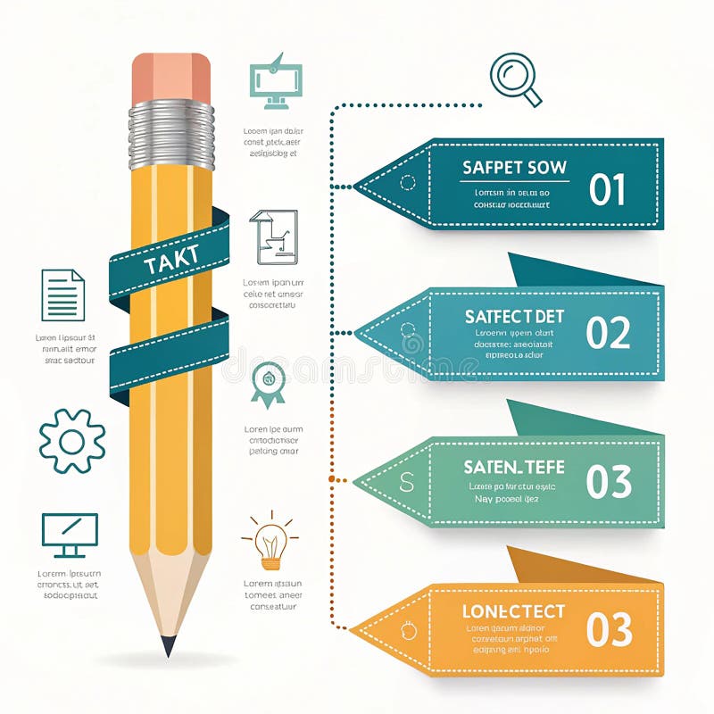 Creative Template with Pencil Ribbon Banner Stock Illustration ...