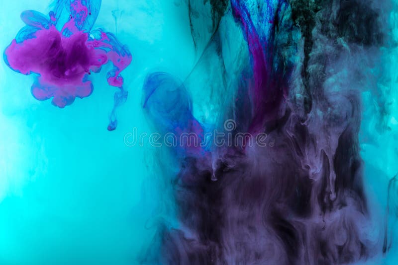 Creative Texture with Turquoise and Purple Flowing Paint Stock Image ...