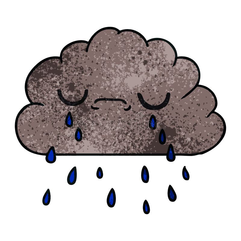 A Creative Textured Cartoon of Cute Crying Cloud Stock Vector ...