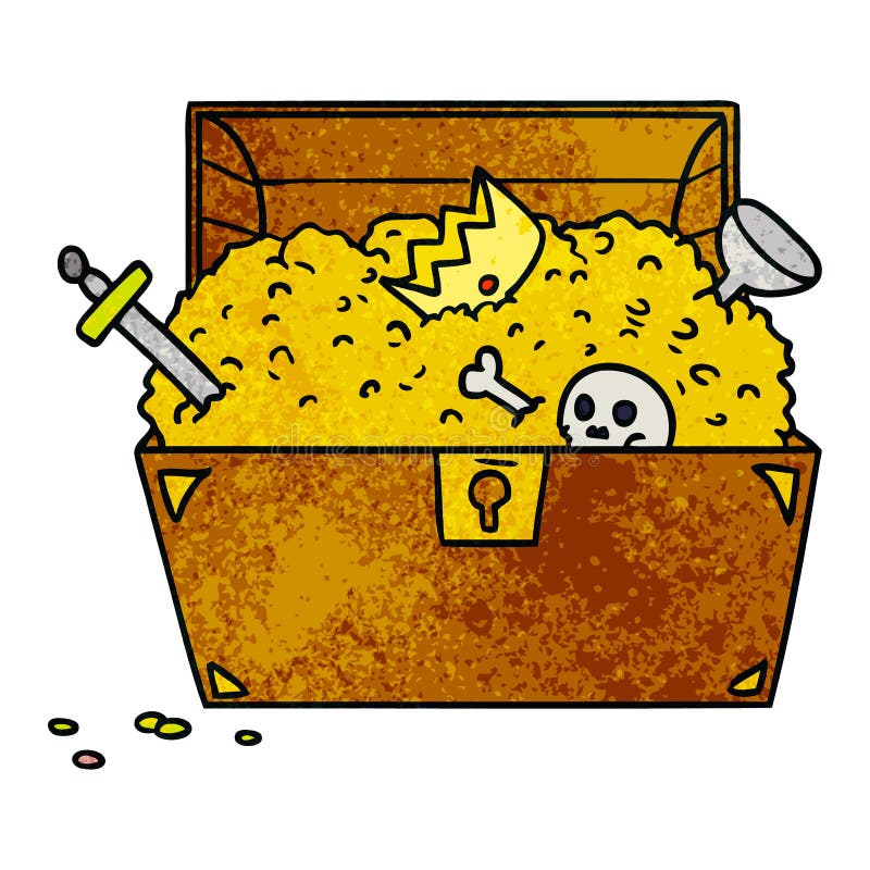 Cartoon Treasure Chest Gold Money Free Hand Drawn Doodle Clip Art ...