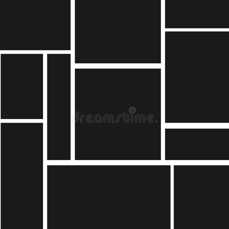 Creative Theme with 11 Part Rectangle Border Layout. Vector Collage ...