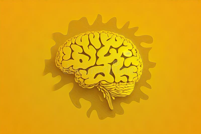 Creative Thinking Abstract Brain Hemisphere on Yellow Background Stock ...