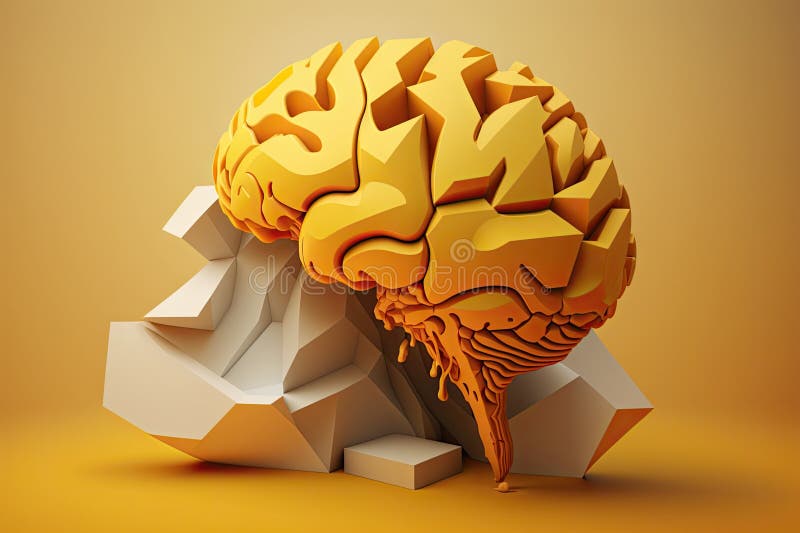 Creative Thinking Abstract Brain Hemisphere on Yellow Background Stock ...