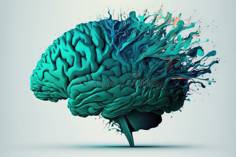 Creative Thinking and Artistic Brain in Blue Green Tones Stock ...