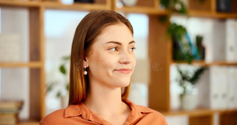 Creative, Thinking and Business Woman in Office with Insight, Problem ...