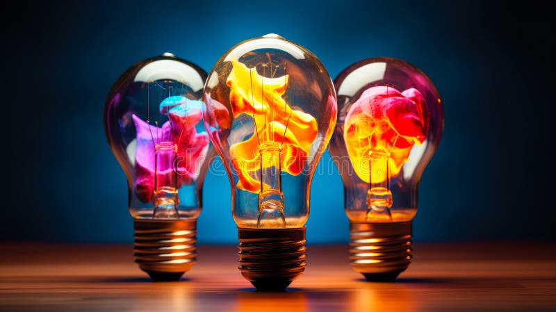 Creative Thinking Colorful Glowing Idea Bulb Lamp Stock Illustration ...
