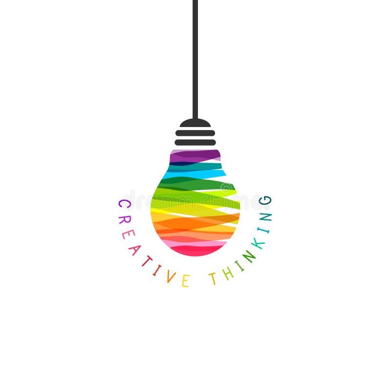 Creative Thinking Concept with Hanging Light Bulb Stock Vector ...