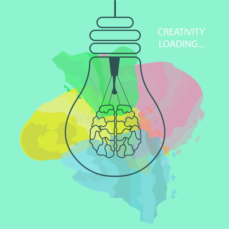 Creative Thinking. Light Bulb with Brain As Tungsten Wire on Color ... Creative Thinking. Light Bulb with Brain As Tungsten Wire on Color ...